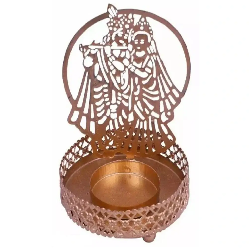 Radha Krishna Metallic Shadow Tea Light Holder - PujaSamagriWala